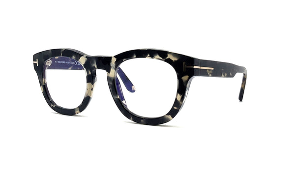 Tom Ford - Blue Block Soft Round Opticals TF5873-B (Shiny Grey Havana ...