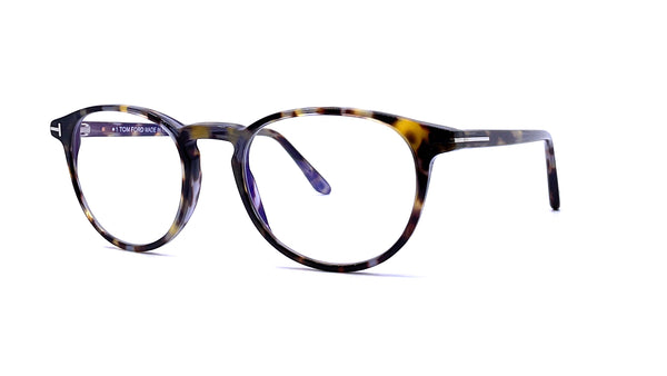 Tom Ford - Blue Block Round Opticals TF5803-B (Shiny Havana) – Good See Co.