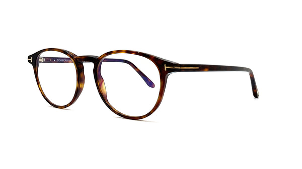 Tom Ford - Blue Block Round Opticals TF5803-B (Dark Havana) – Good See Co.