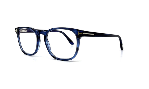 Tom Ford - Blue Block Round Opticals TF5868-B (Striped Blue Havana ...