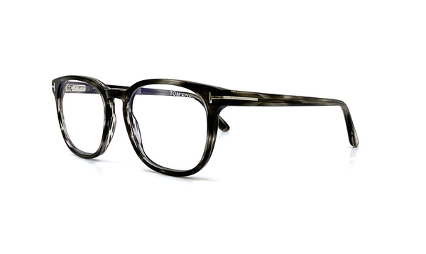 Tom Ford - Blue Block Round Opticals TF5868-B (Shiny Striped Grey ...