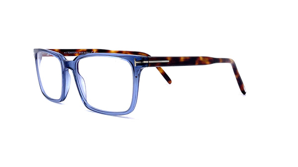 Tom Ford - Blue Block Square Acetate Opticals TF5802-B (Shiny Blue Hav ...