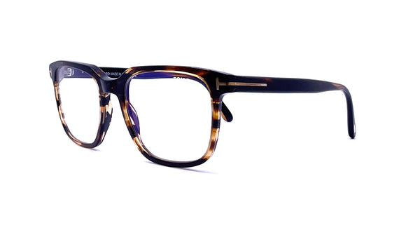 Tom Ford - Blue Block Square Opticals TF5818-B (Striped Havana) – Good ...