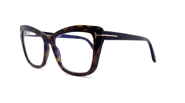 Tom Ford - Blue Block Square Cat Eye Opticals TF5826-B (Shiny Dark Hav ...